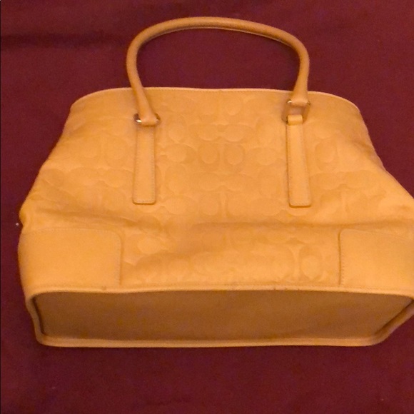 Coach | Bags | Coach Yellow Leather Signature Carryall | Poshmark